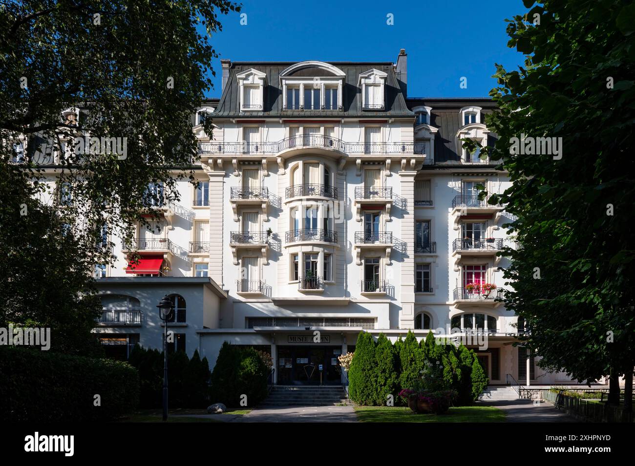 France, Haute Savoie, Mont Blanc massif, Chamonix town, the facade of ...