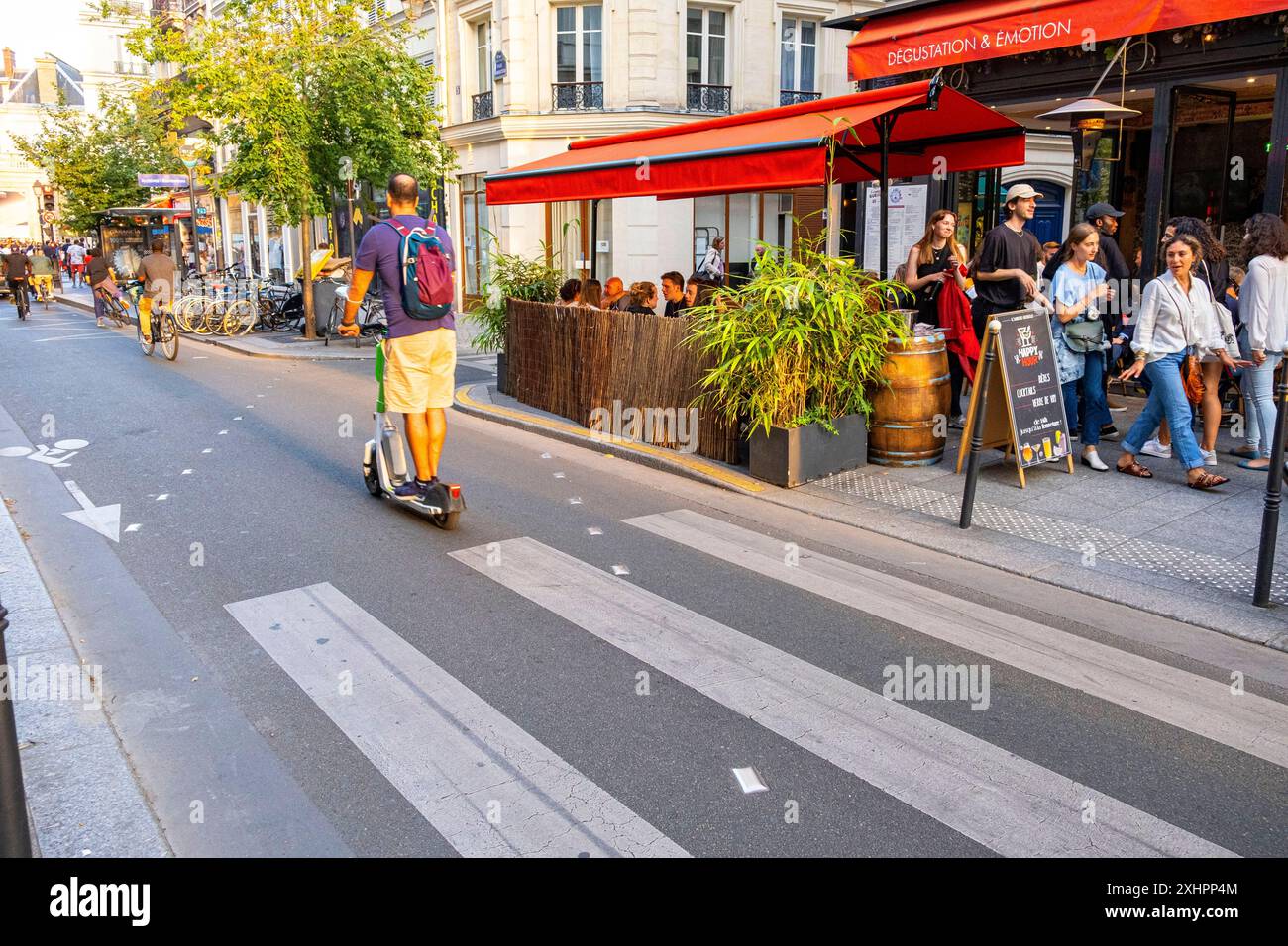 France, Paris, Marais district, rue Rambuteau, ground markings of the ...