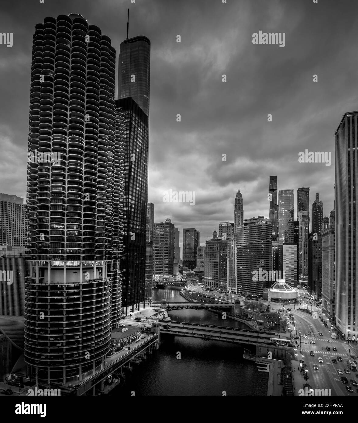 Aerial view downtown skyline millennium Black and White Stock Photos ...