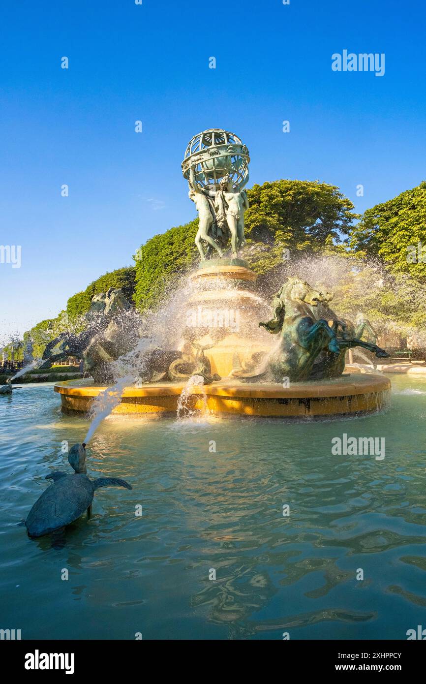 France, Paris, garden of the Explorers, the fountain of the Four Parts ...