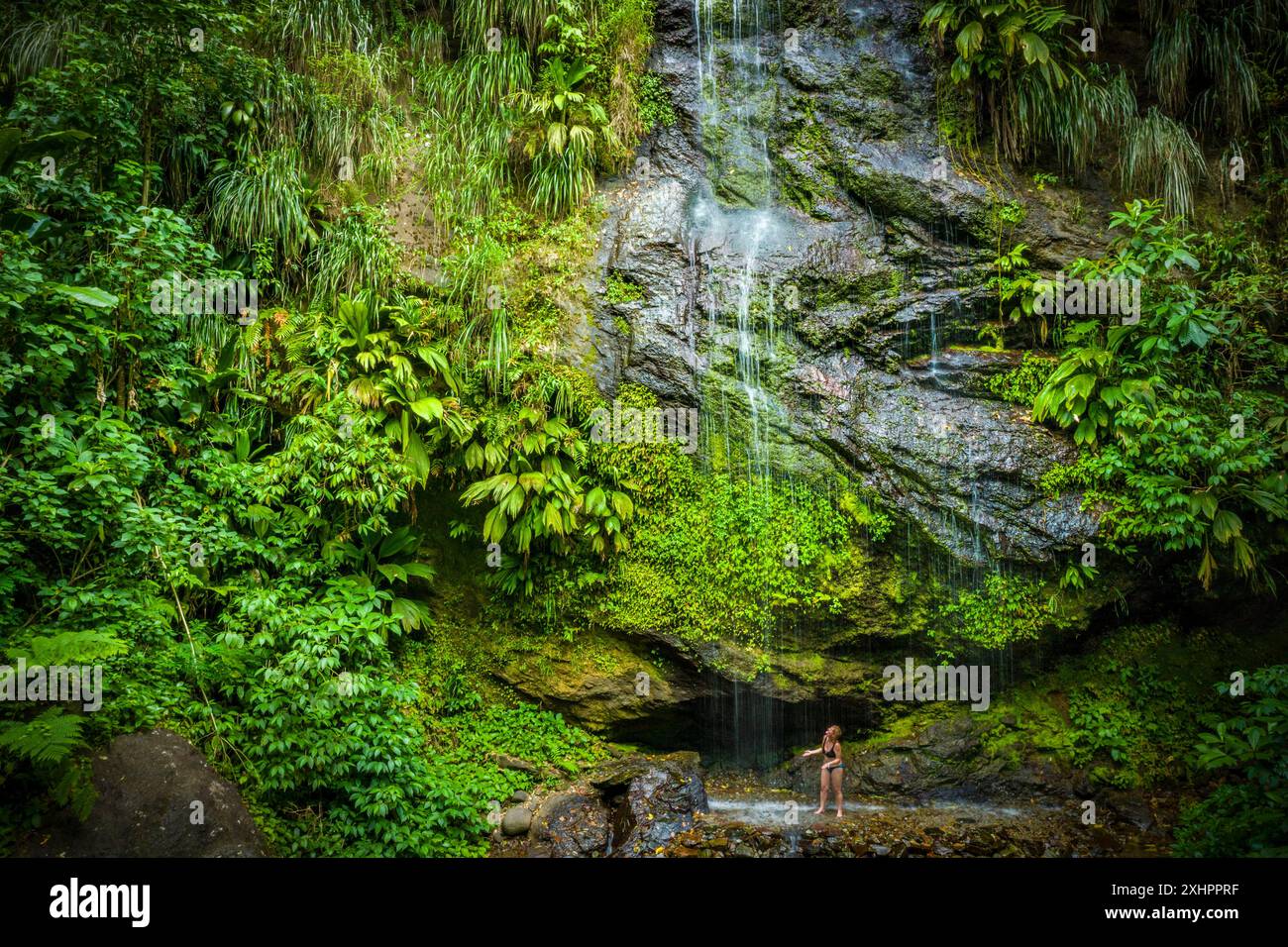 France, Caribbean, Lesser Antilles, Martinique, Le Prêcheur, shower ...