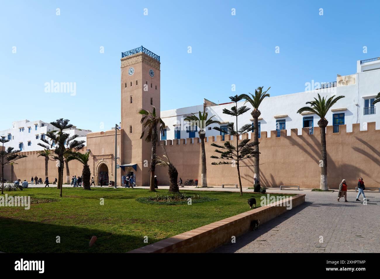 Clock tower in a sunny Essaouira square Stock Photo - Alamy