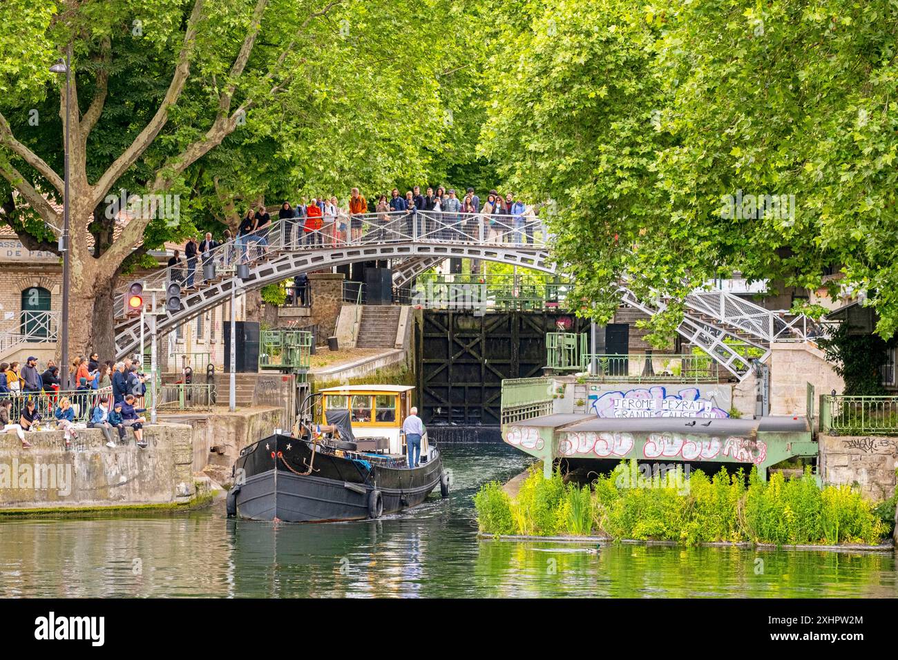 France, Paris, Canal Saint Martin, the vegetated raft, Grange aux ...