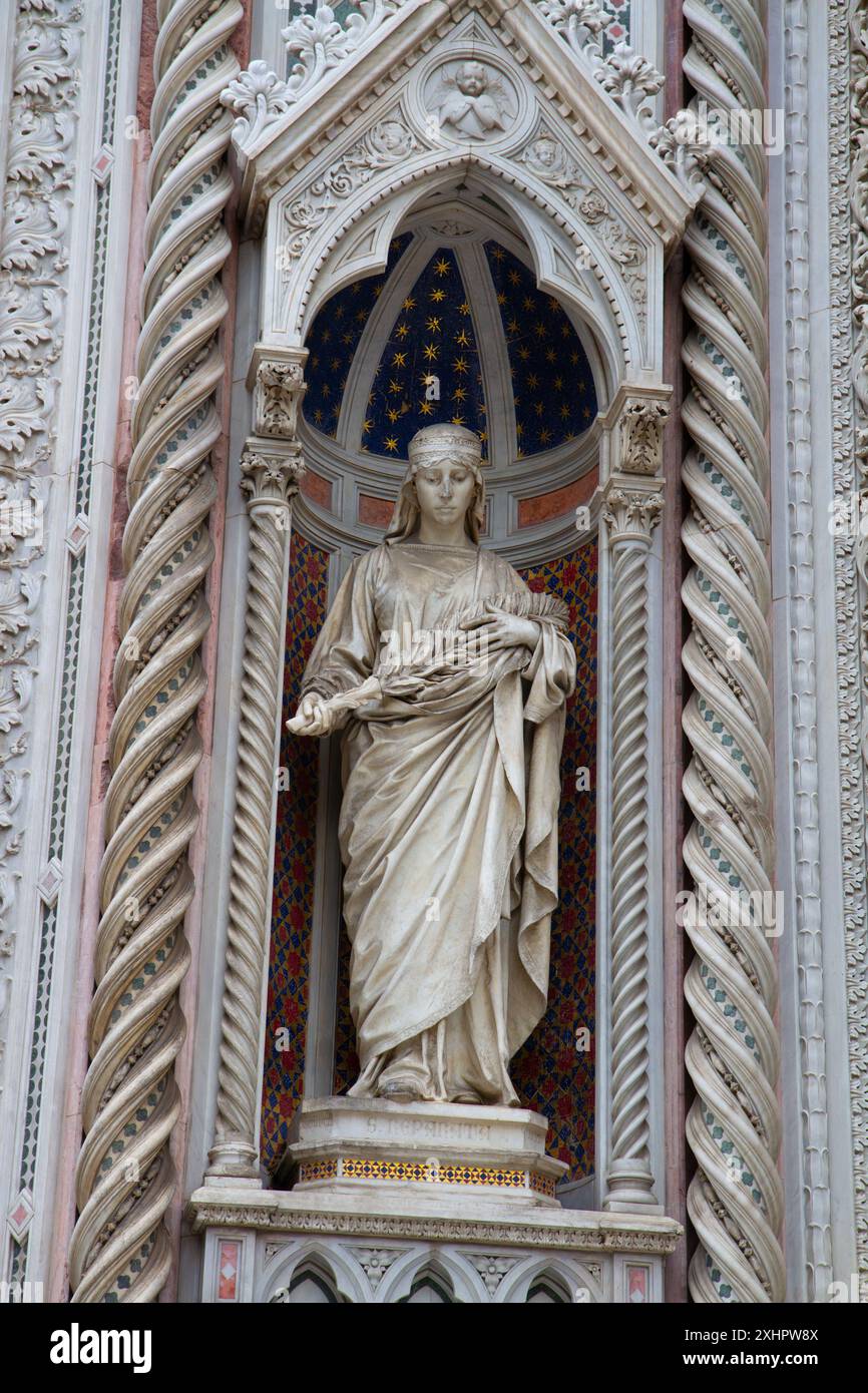Statue of Saint Reparata, to whom the previous cathedral was dedicated ...