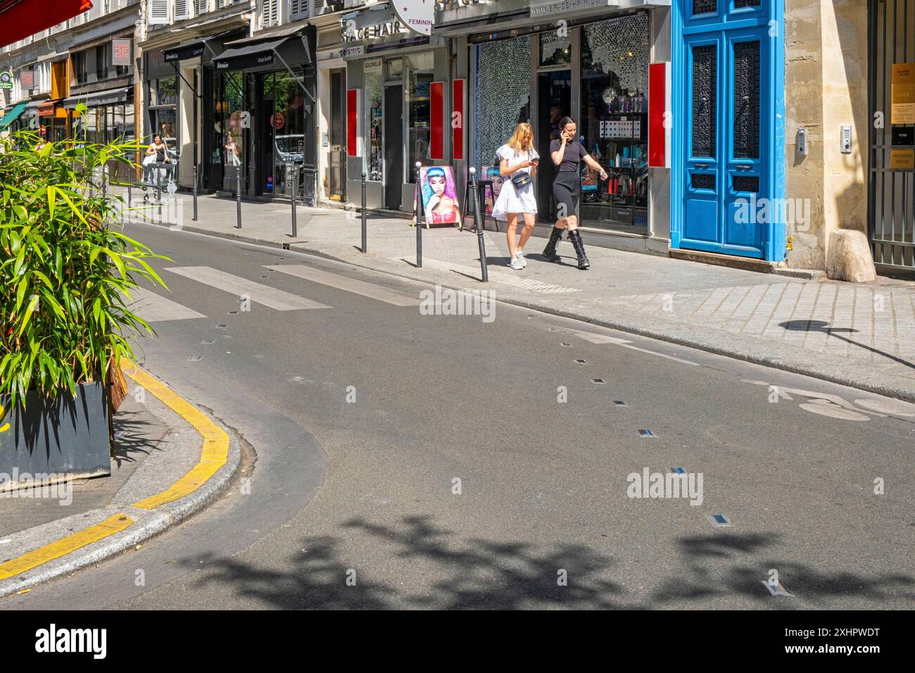 France, Paris, Marais district, rue Rambuteau, ground markings of the ...