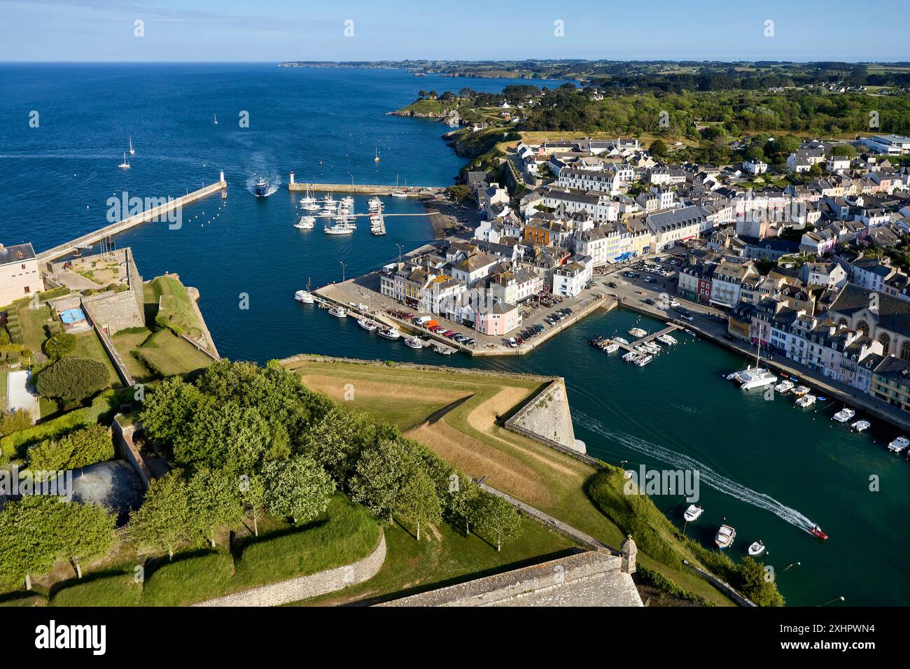 France, Morbihan, Belle Ile en mer, Le Palais, harbour and Vauban ...