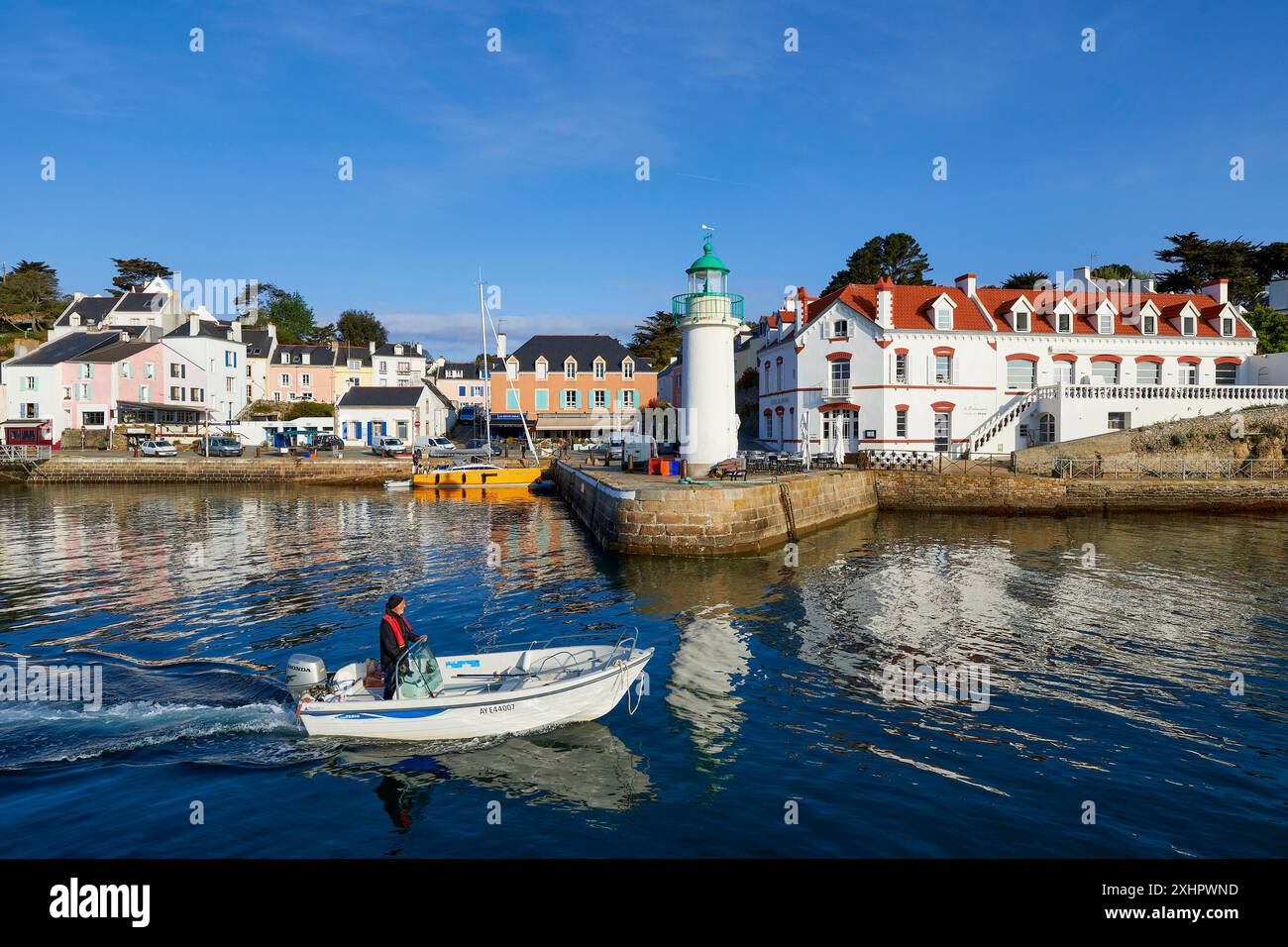 France, Morbihan, Belle Ile en mer, Sauzon, Sauzon harbour Stock Photo ...