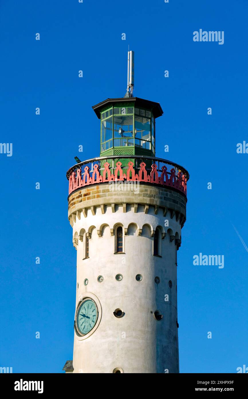 Germany, Bavaria, Lake Constance (Bodensee), Lindau, New lighthouse at ...