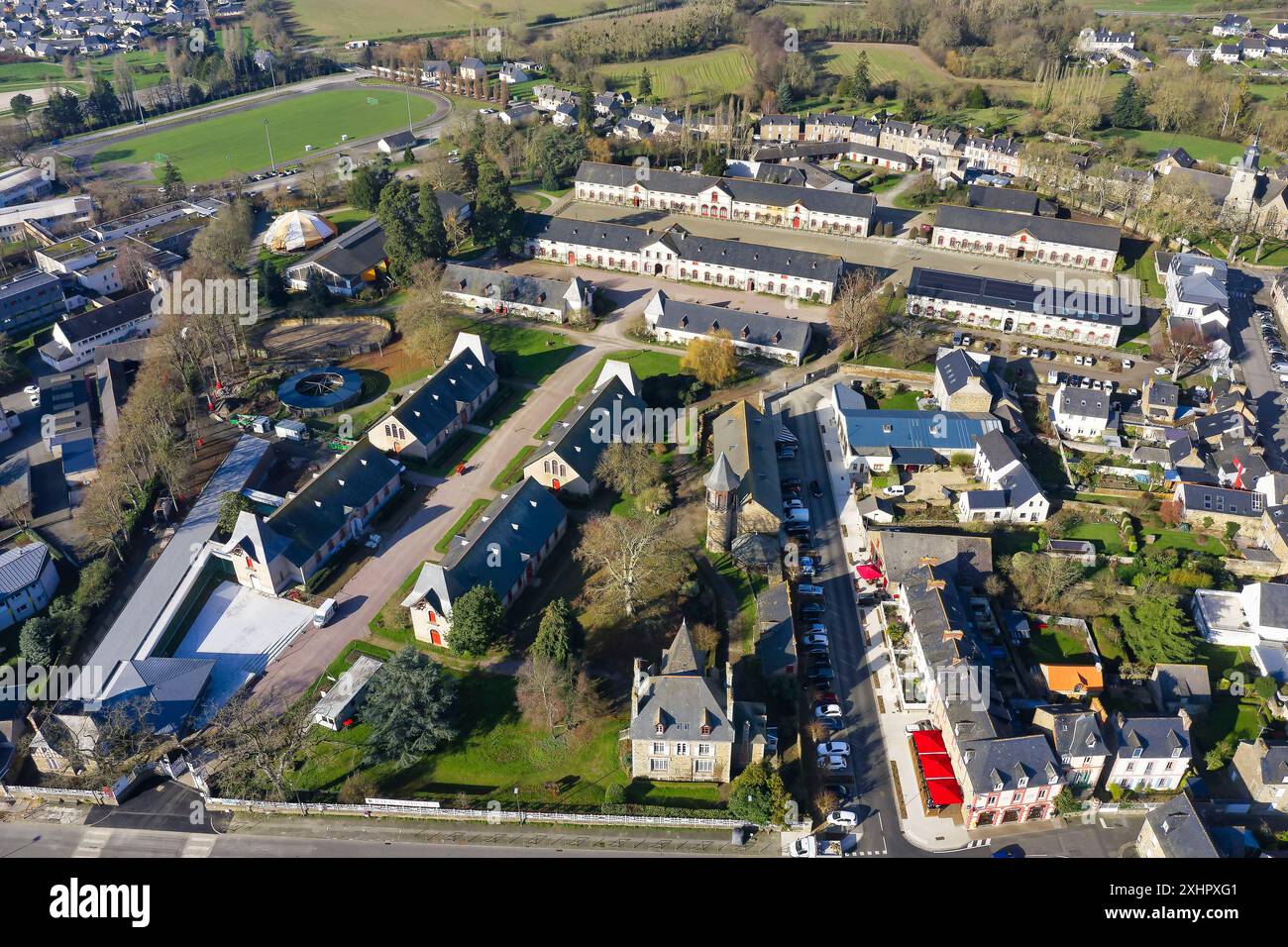 France, Côtes-d'Armor, Lamballe, national stud farm of Lamballe (aerial ...