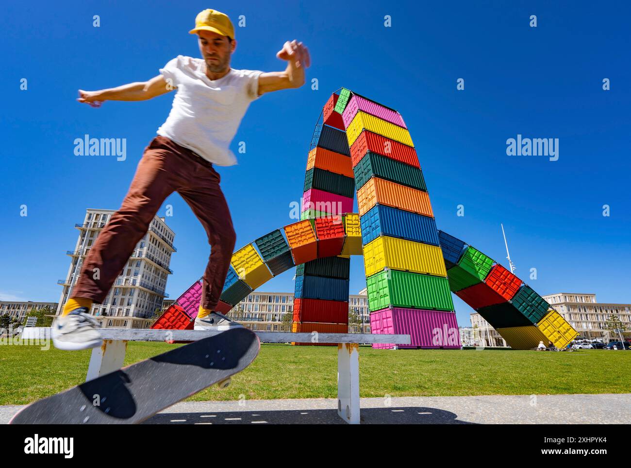 France, Seine Maritime, Le Havre, Catène de Containers, sculpture by ...