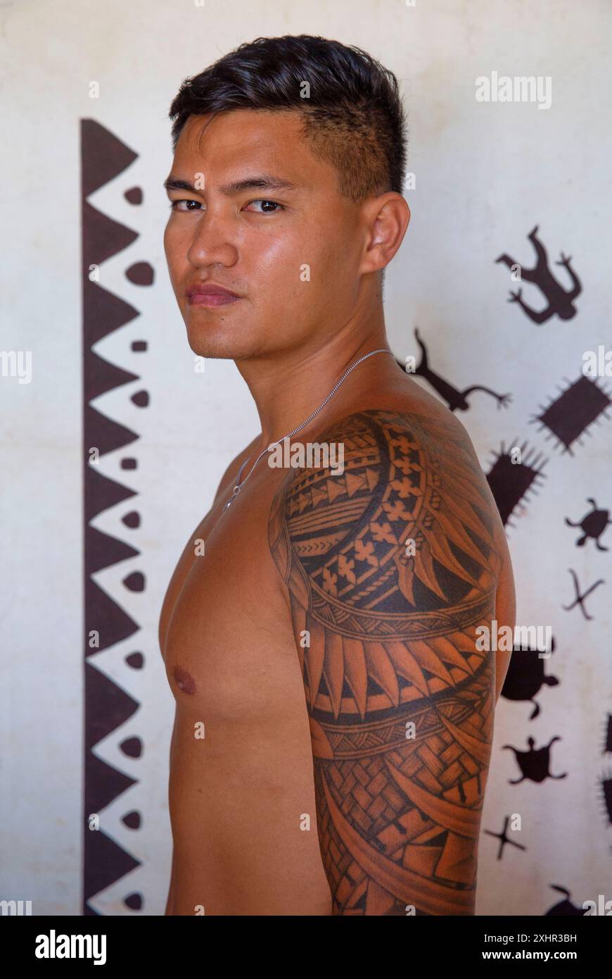 Polynesian man tattoo hi-res stock photography and images - Alamy