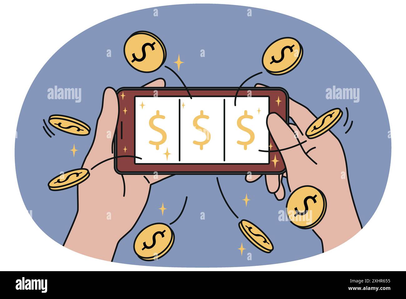 Hands play game phone Stock Vector Images - Alamy