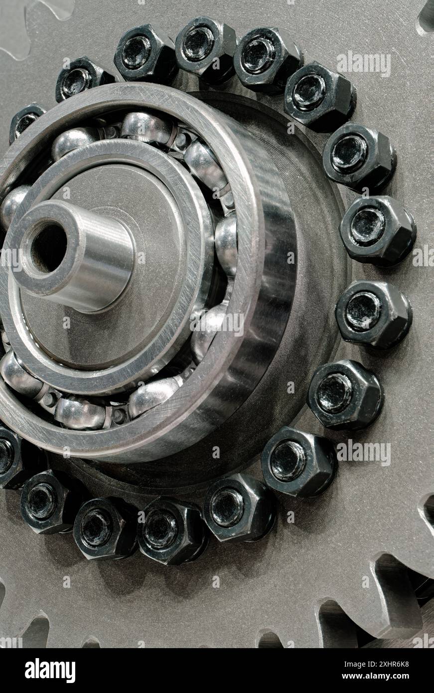 Freewheel or overrunning clutch, part of transmission, close up shot ...