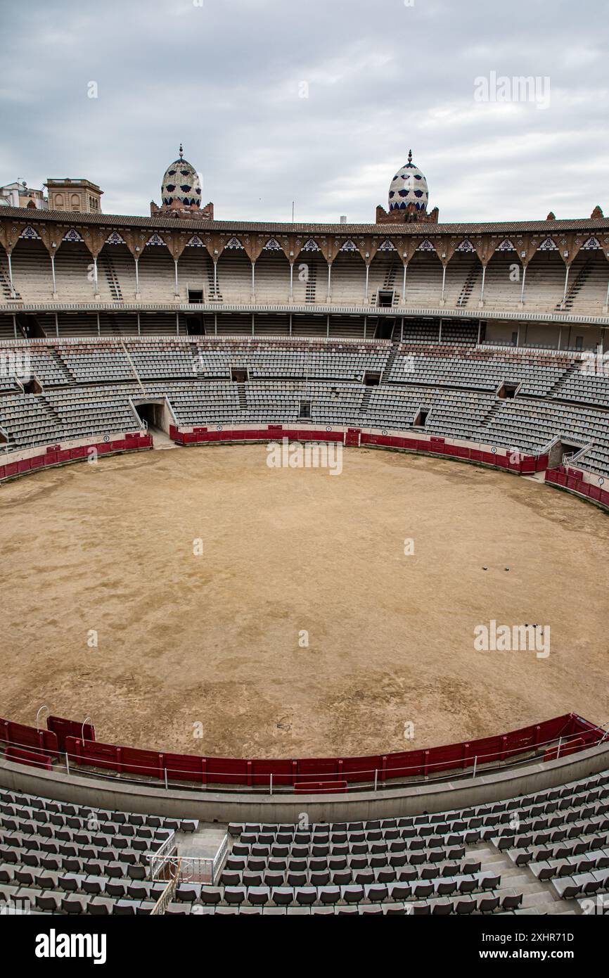 Interior of la monumental bullring / bull ring in Barcelona, spain ...