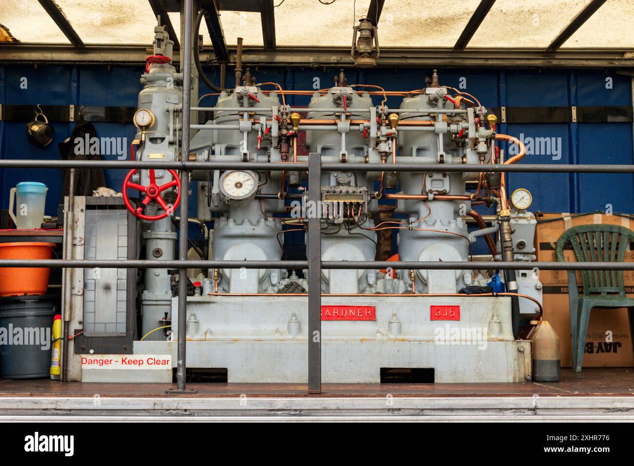 Gardner 3j5 two stroke reversible marine engine hi-res stock ...