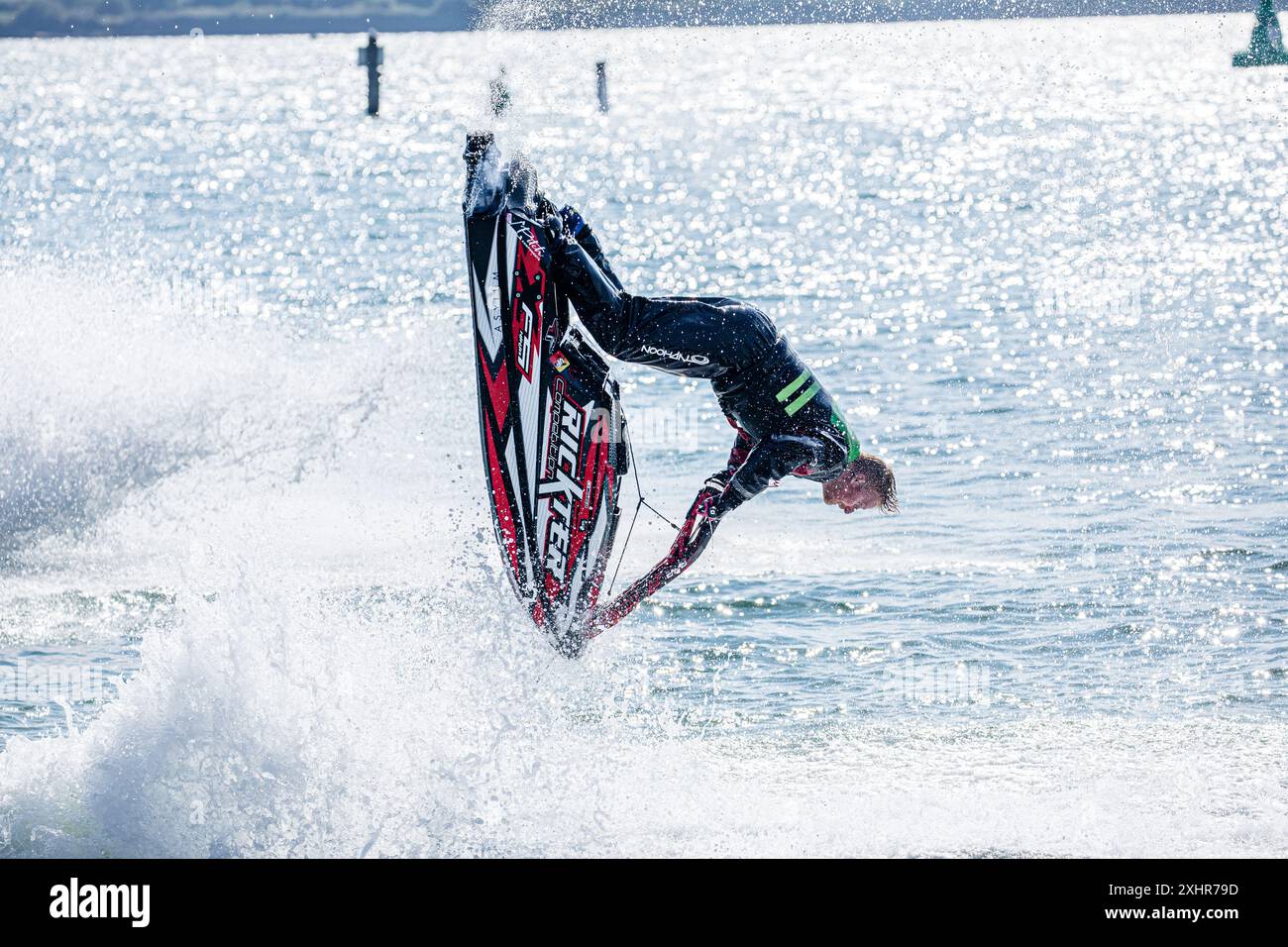 Jestski / jet ski in thrilling acrobatic freestyle flip / flipping ...