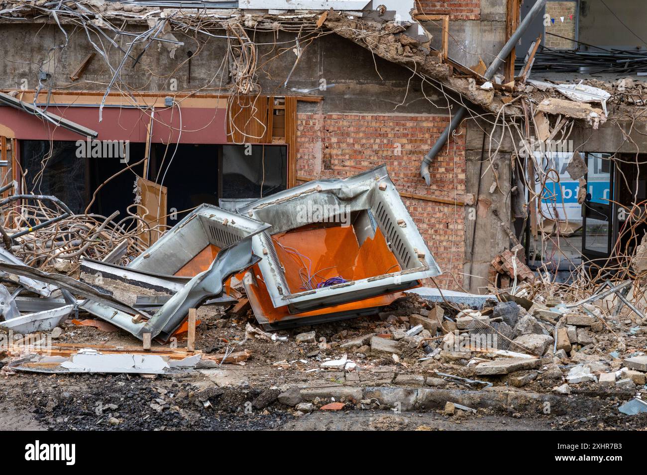 Demolition Site. The demolishing of a public library and community hall ...