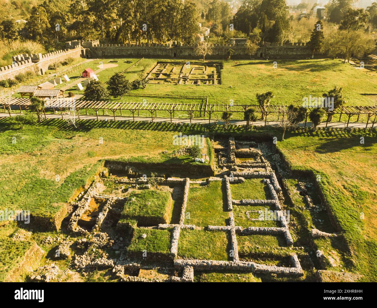 Aerial top view historical site Gonio fortress - Roman fortification in ...