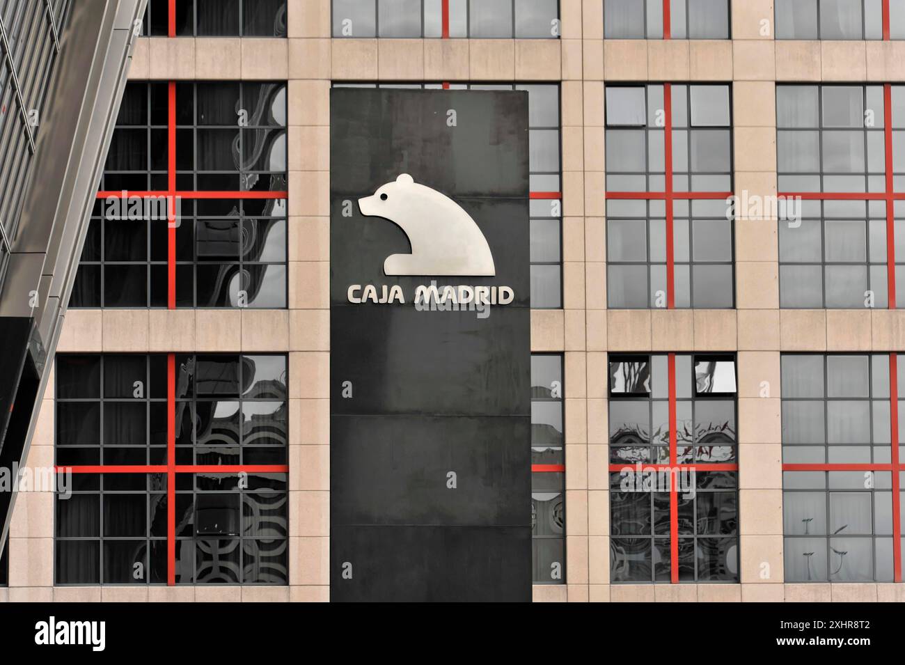 Madrid, Spain, Europe, Facade of a modern building with a white bear ...
