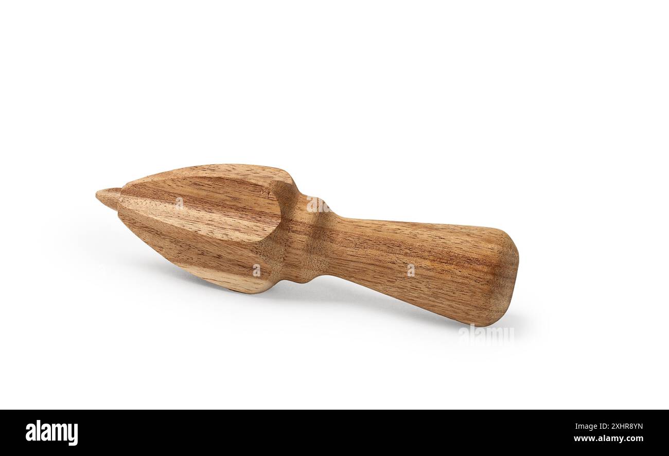 Wooden citrus reamer, manual lemon juicer, made of acacia wood, on a ...