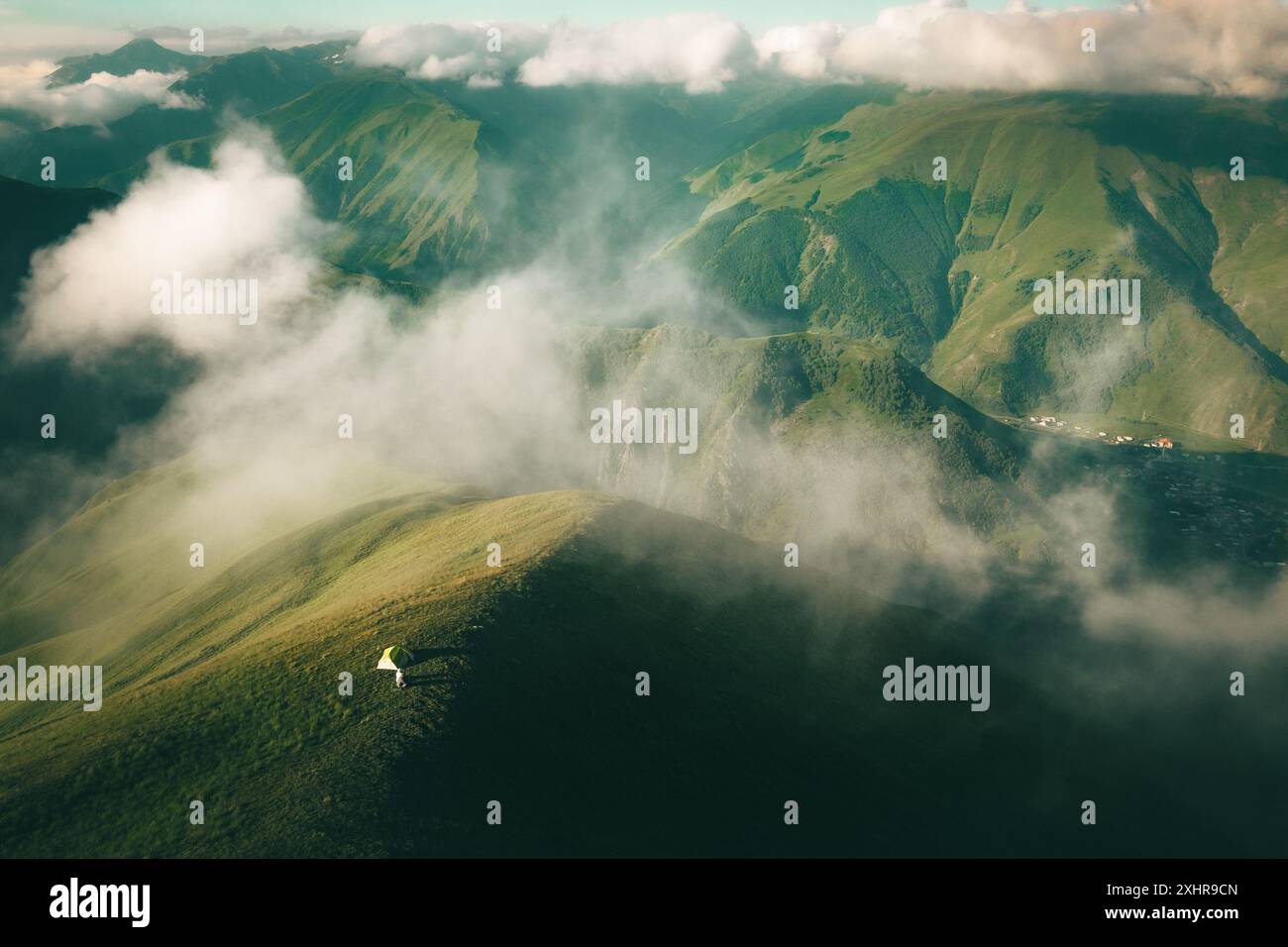 Aerial view single one tent hi-res stock photography and images - Alamy