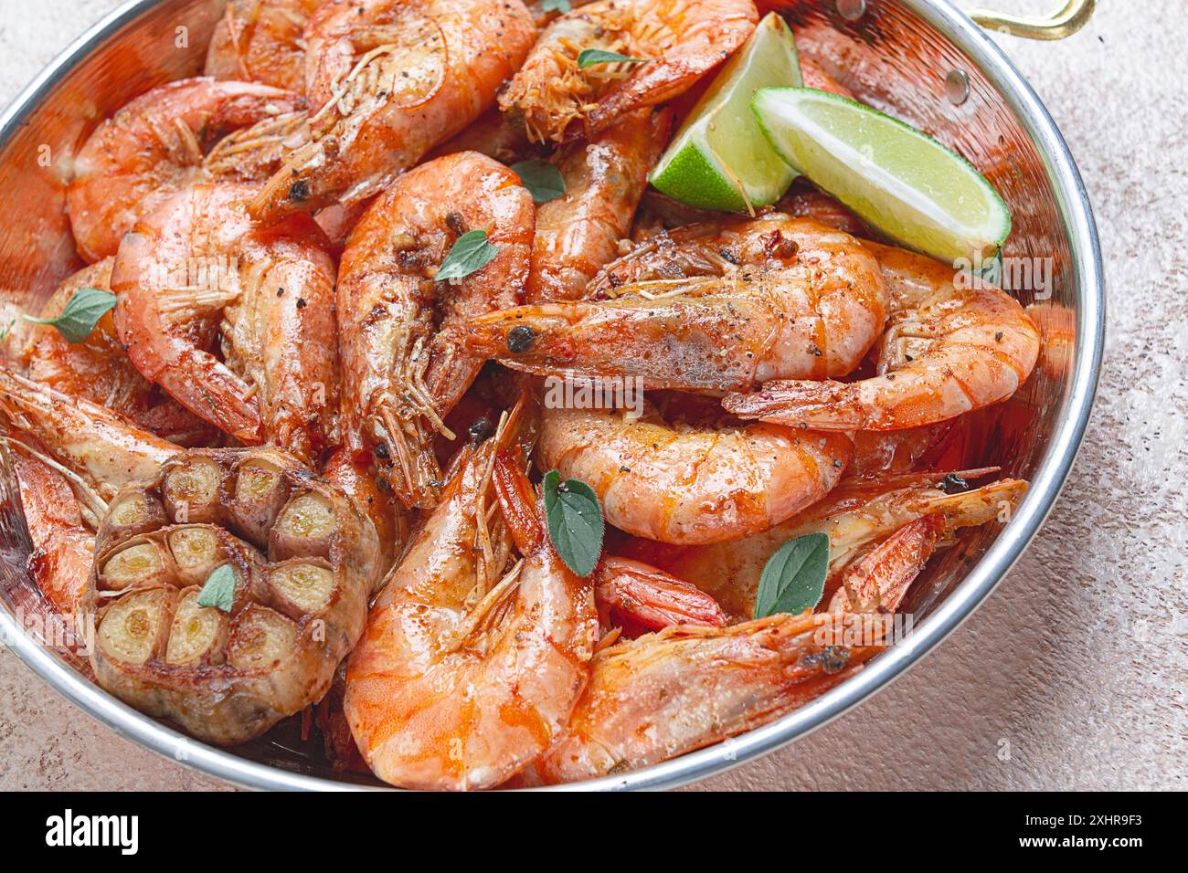 Fried tiger prawns, with spices, homemade, top view Stock Photo - Alamy