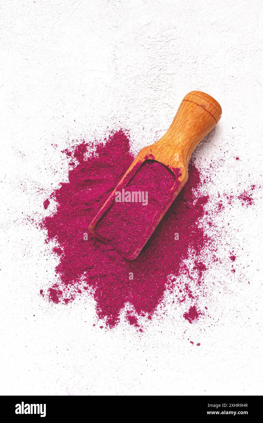 Pitaya powder, dragon fruit, freeze-dried powder, top view, no people ...