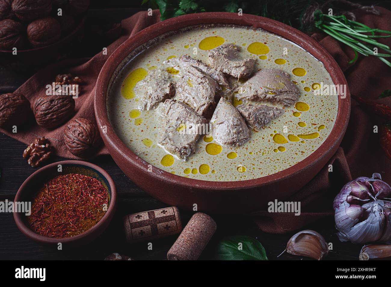 Satsivi, chicken in walnut sauce Baghe, cold dish, Georgian cuisine ...