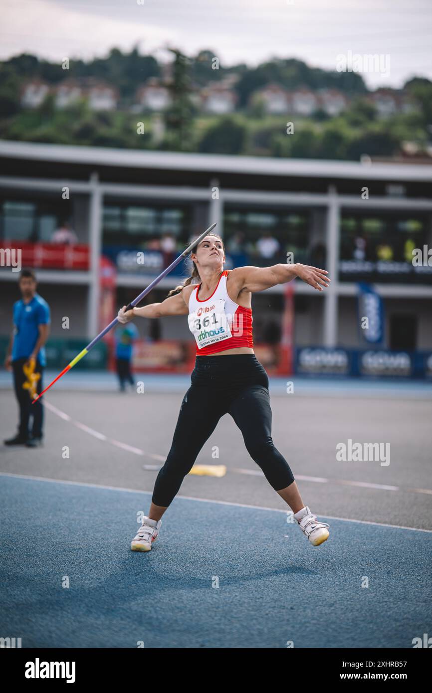 FREYA JONES participating in the javelin throw at the Bilbao 2024 ...