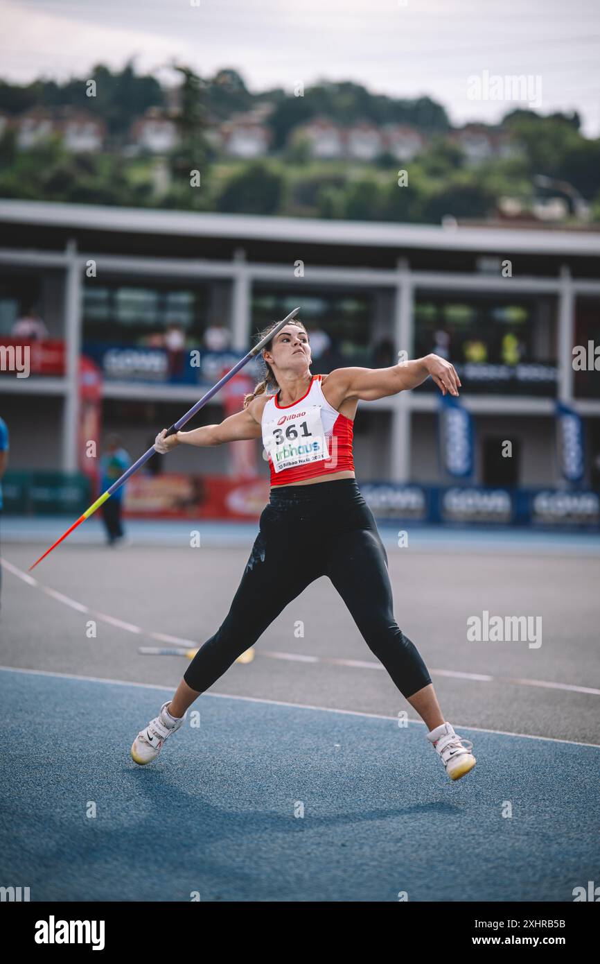 FREYA JONES participating in the javelin throw at the Bilbao 2024 ...
