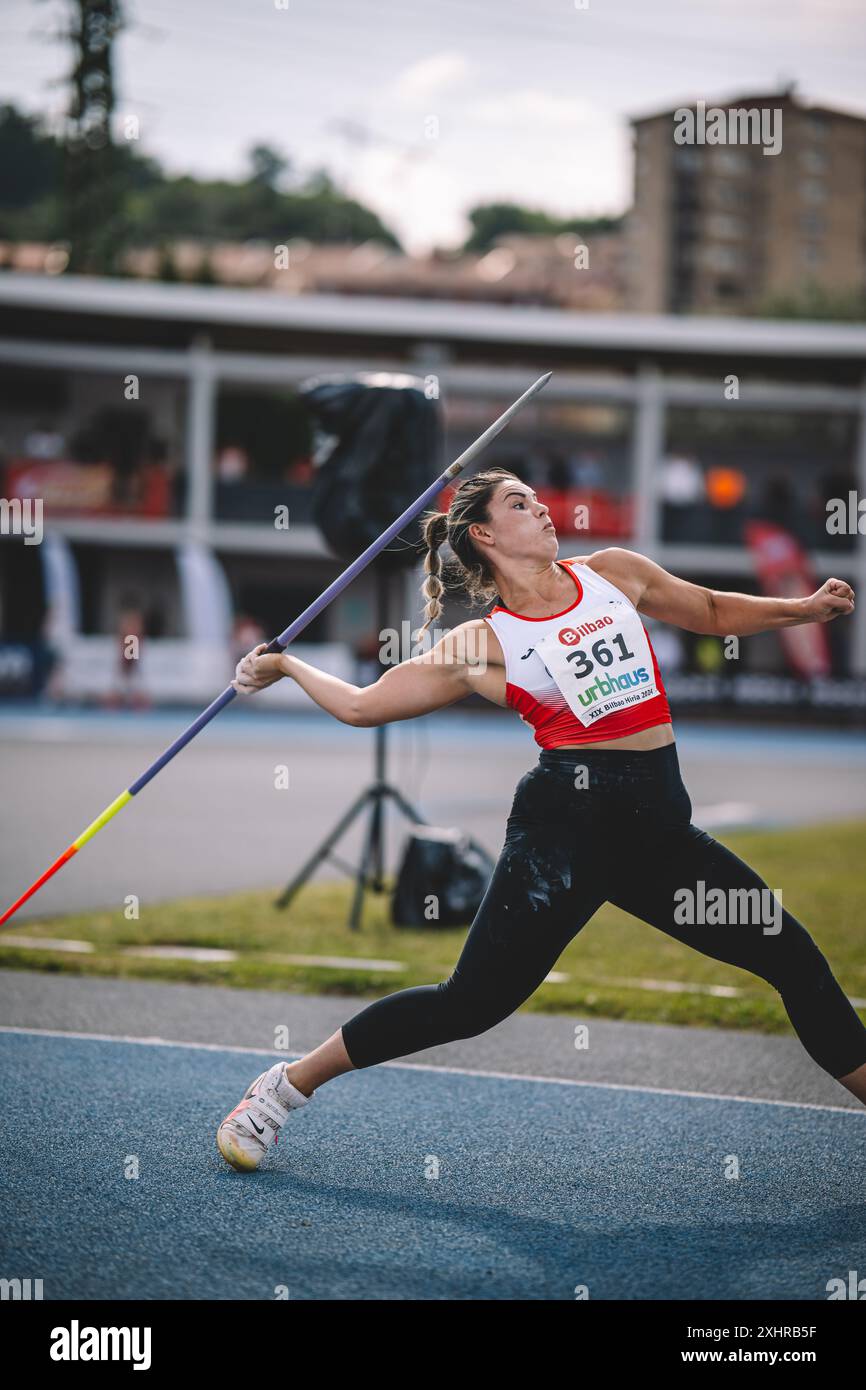 FREYA JONES participating in the javelin throw at the Bilbao 2024 ...