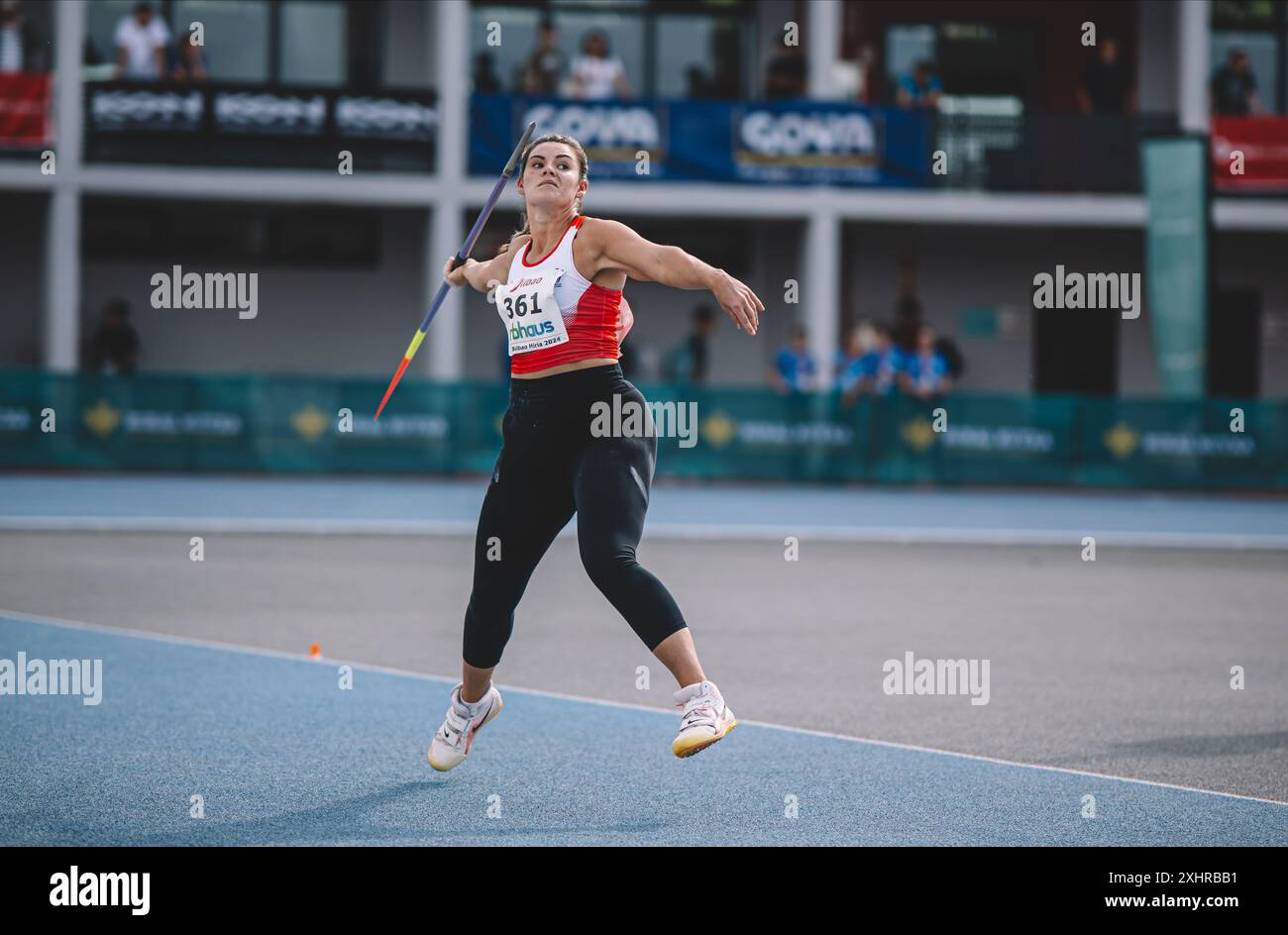 FREYA JONES participating in the javelin throw at the Bilbao 2024 ...