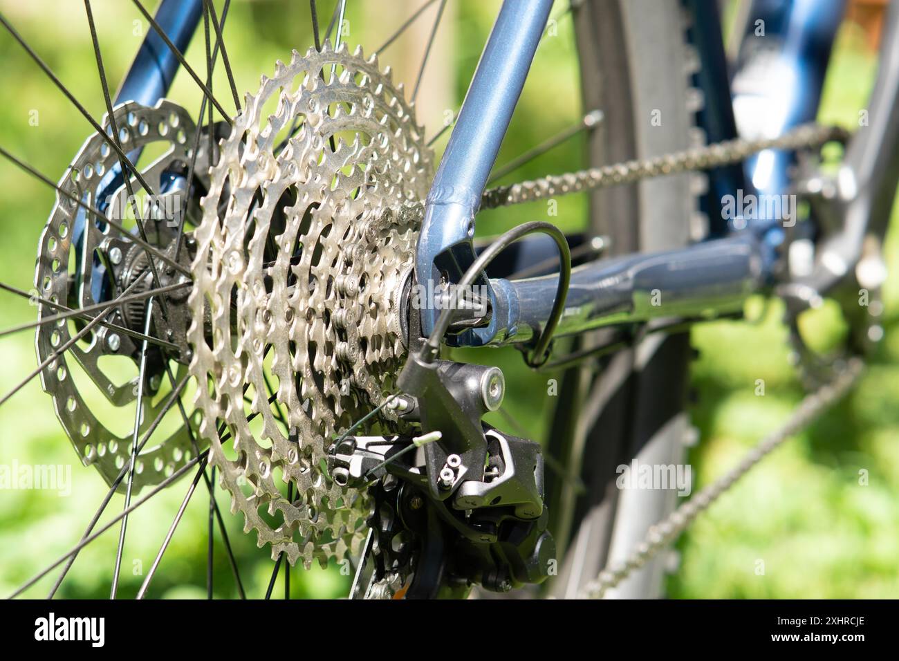 modern mountain bike casette with chain close up copy space Stock Photo ...