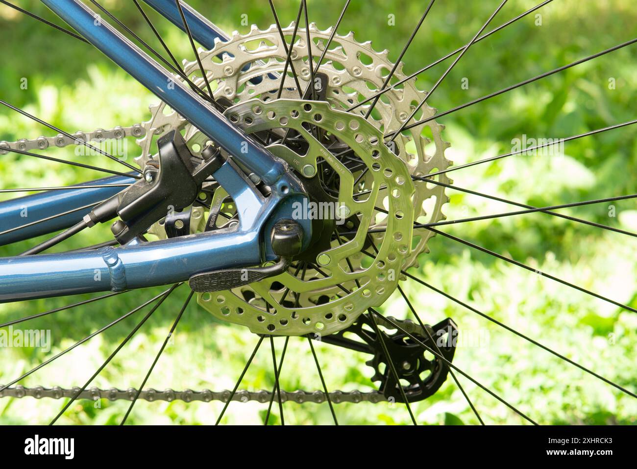 rear bicycle wheel with modern mountain bike disk brake system, casette ...