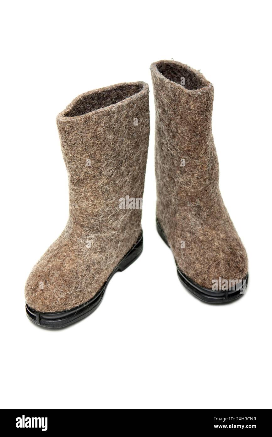 Russian traditional winter felt boot valenki shoes Stock Photo - Alamy