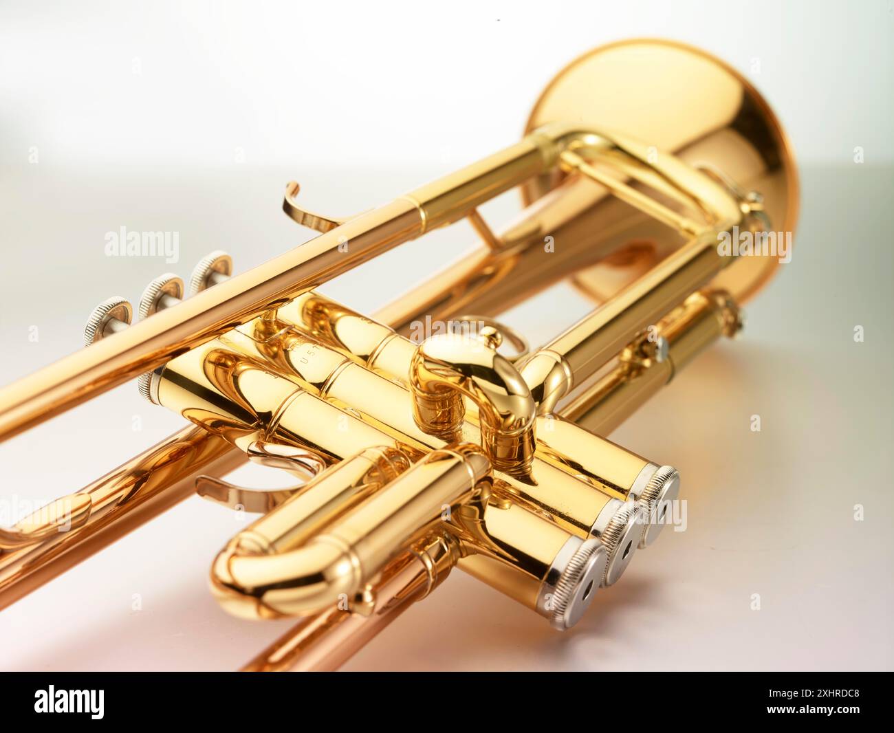 Trumpet in front of a white background, studio shot Stock Photo - Alamy