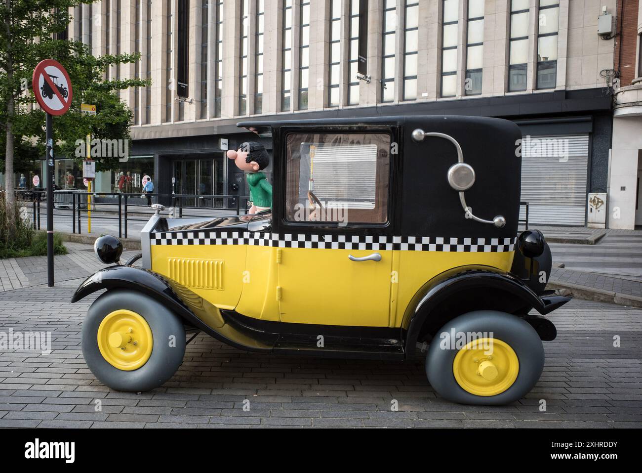 SCULPTURE OF THE FAMOUS COMIC BOOK CHARACTER GASTON LAGAFFE AND HIS CAR ...