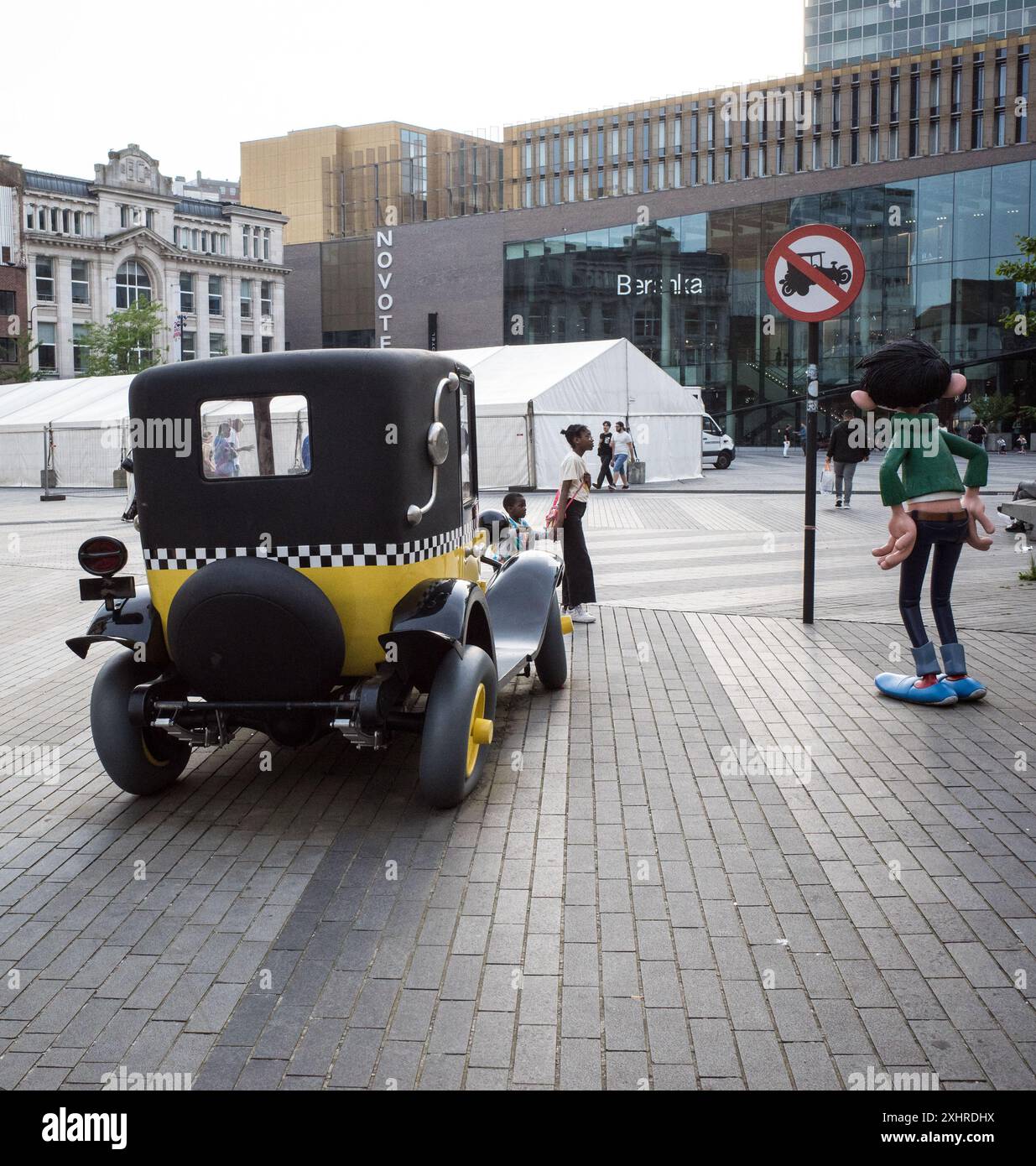 SCULPTURE OF THE FAMOUS COMIC BOOK CHARACTER GASTON LAGAFFE AND HIS CAR ...