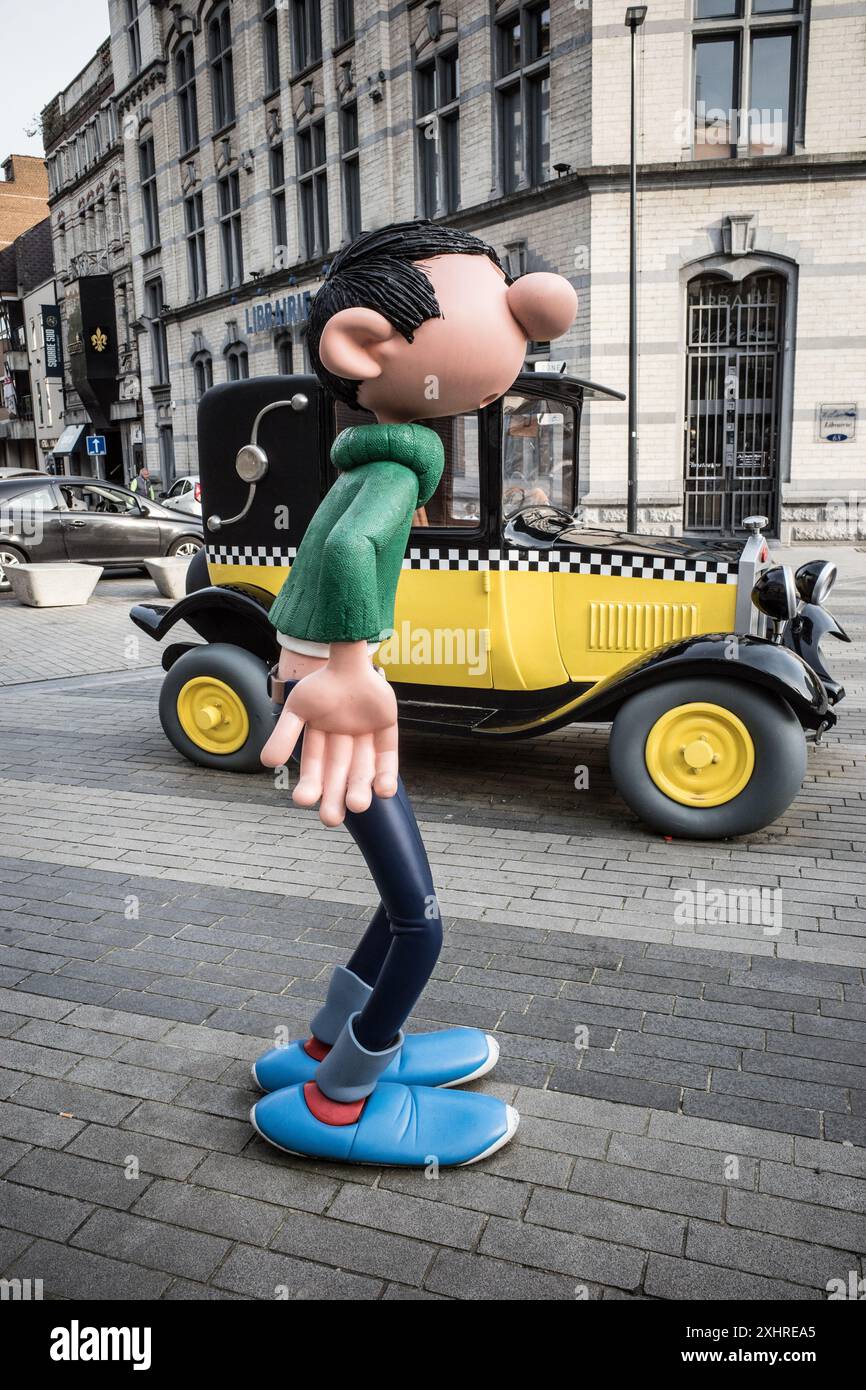 SCULPTURE OF THE FAMOUS COMIC BOOK CHARACTER GASTON LAGAFFE AND HIS CAR ...