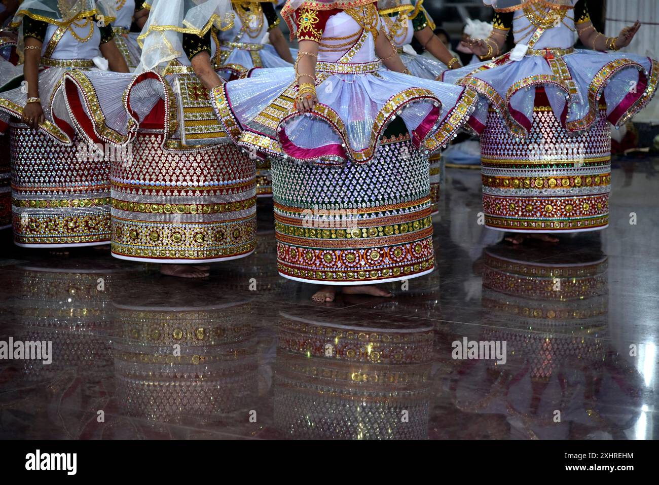 Artistes enacting the role of Gopi as they perform Manipuri Raas Leela ...
