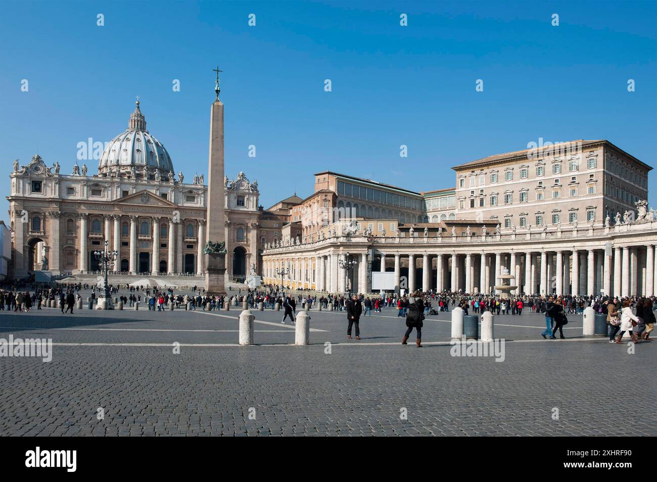 View over St Peter's Square with ancient Egyptian 4000 year old obelisk ...