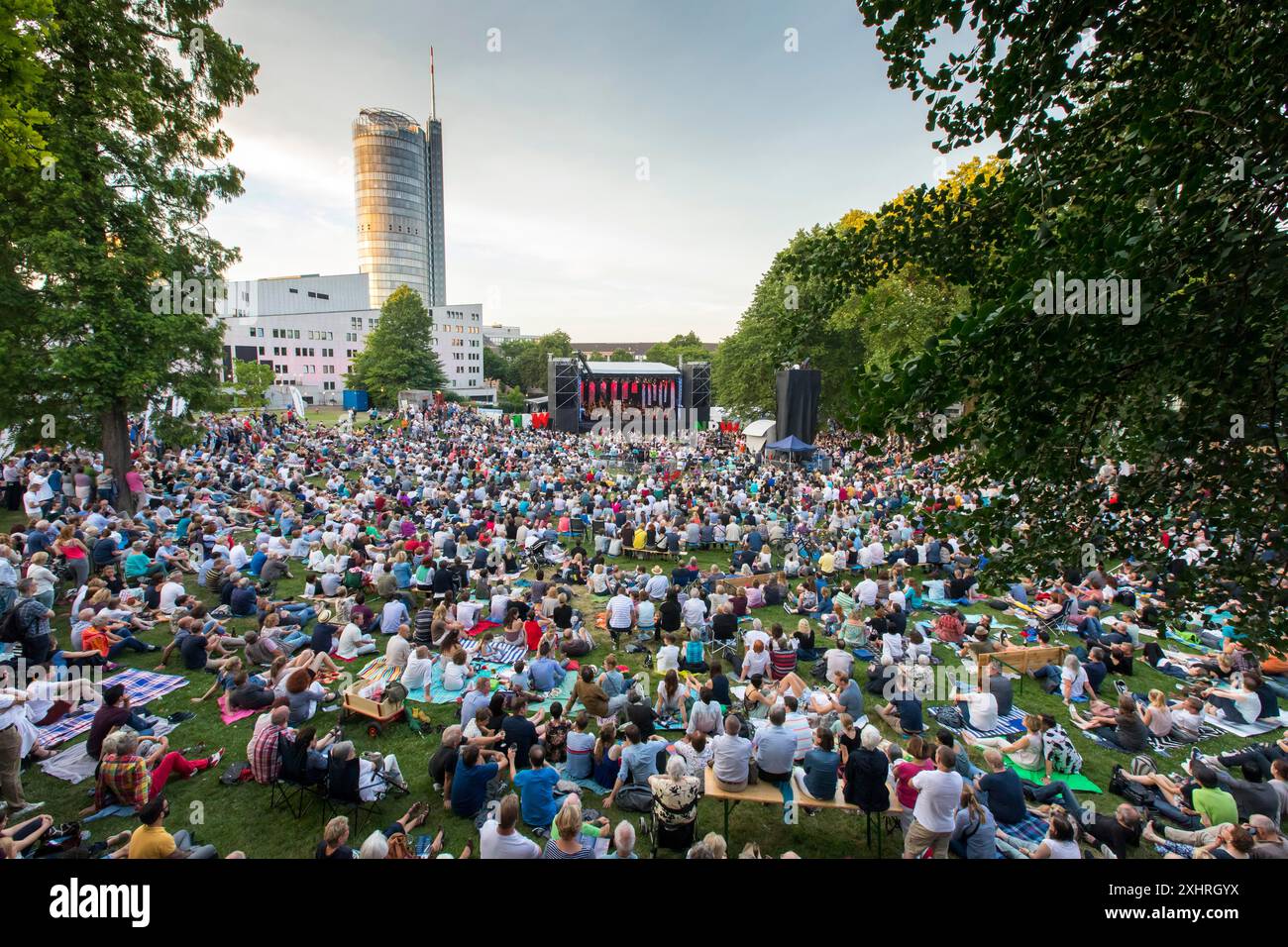 Open air concert in Essen's Stadtgarten Park, summer concert of the ...