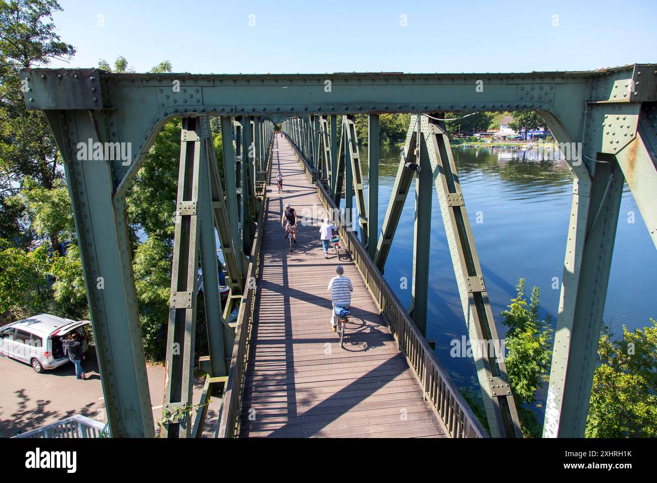 Ruhr Valley cycle path, former railway bridge over the Ruhr, Lake ...