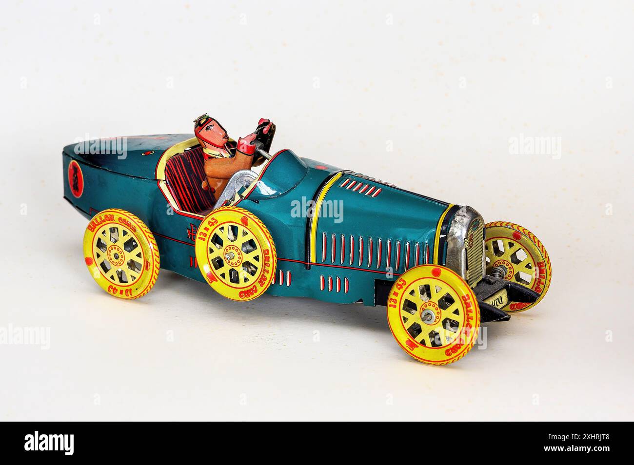 Tin toy, Bugatti racing car with driver, Bavaria, Germany Stock Photo ...