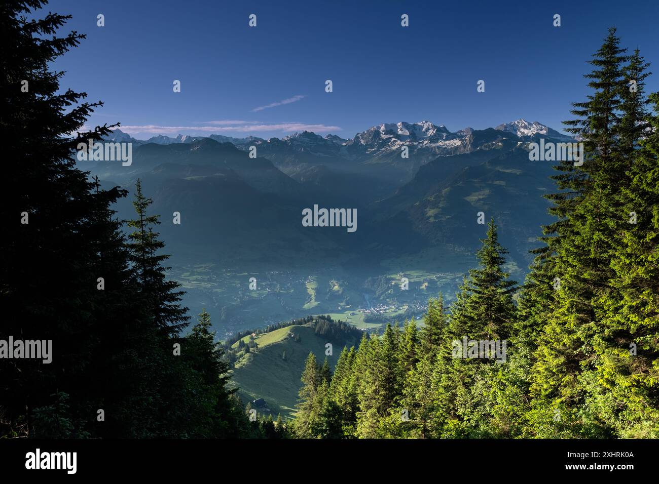 Landscape view of the swiss Alps, shot on the Niesen mountain, near ...