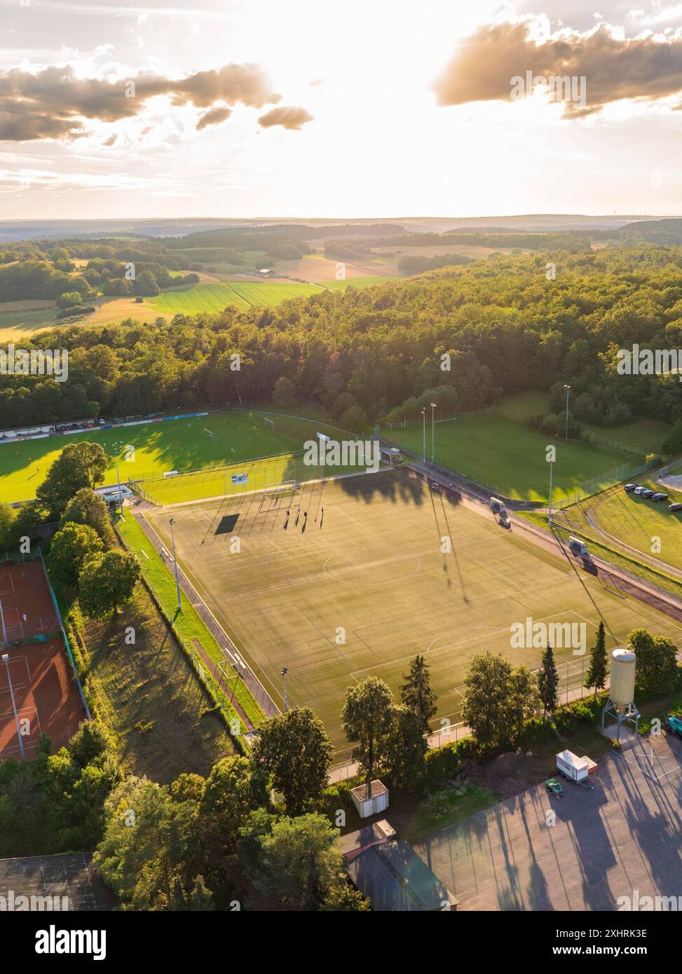 Aerial sports pitch evening hi-res stock photography and images - Alamy