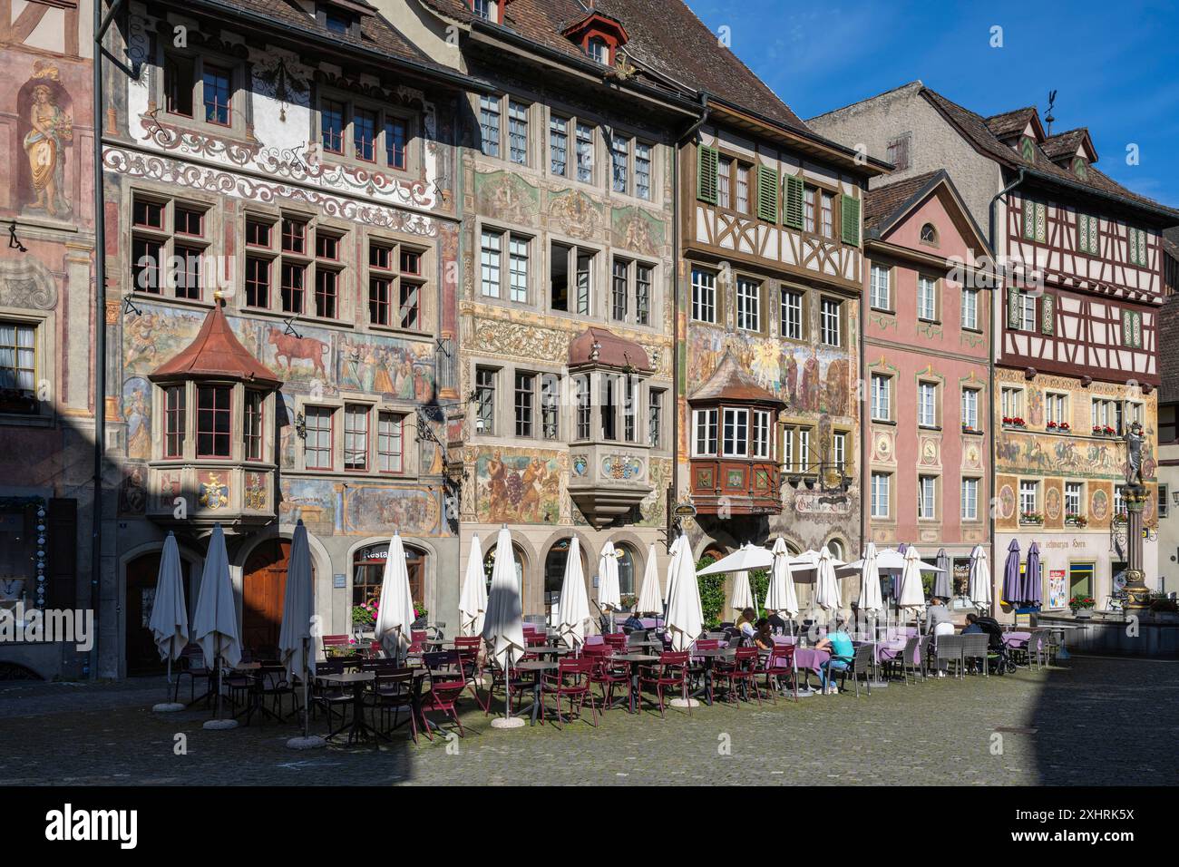 Imposing, historic half-timbered buildings with detailed facade ...