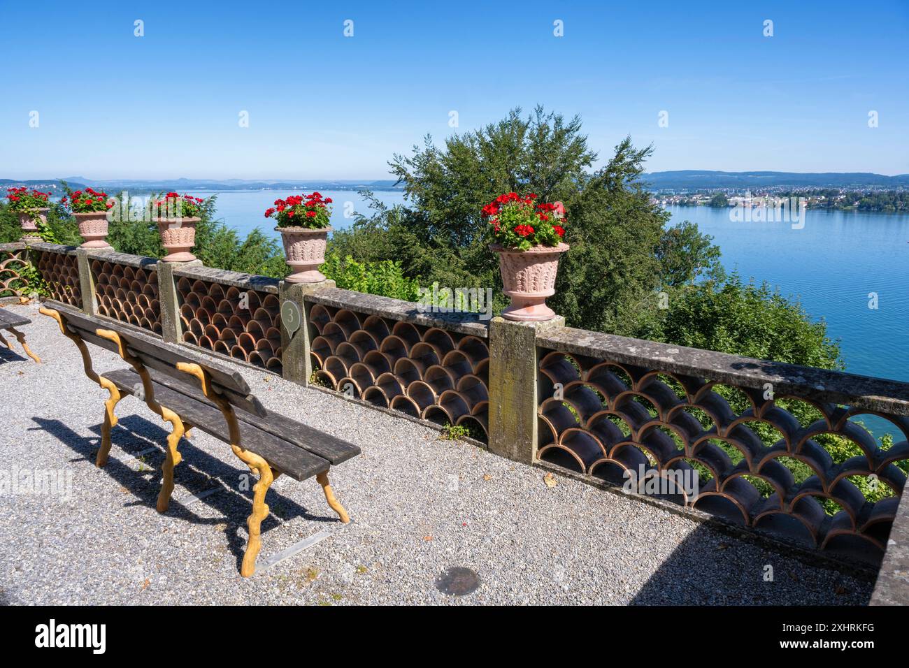 Viewing terrace from Arenenberg Castle Park, also Napoleon Museum, of ...
