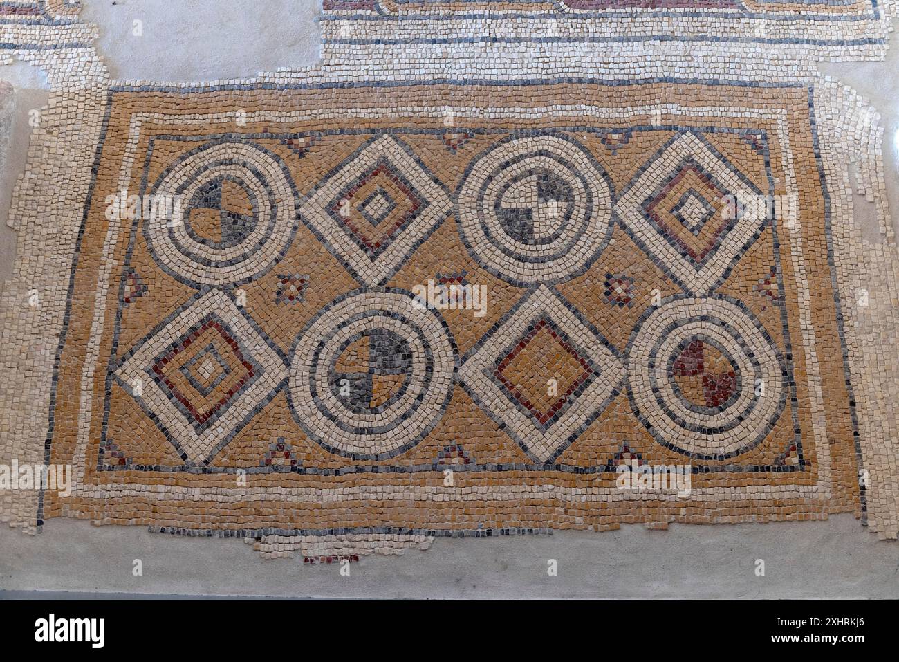 Wall mosaic, Deacon's Baptistery, Moses Chapel, Mount Nebo, (Jabal Nibu ...