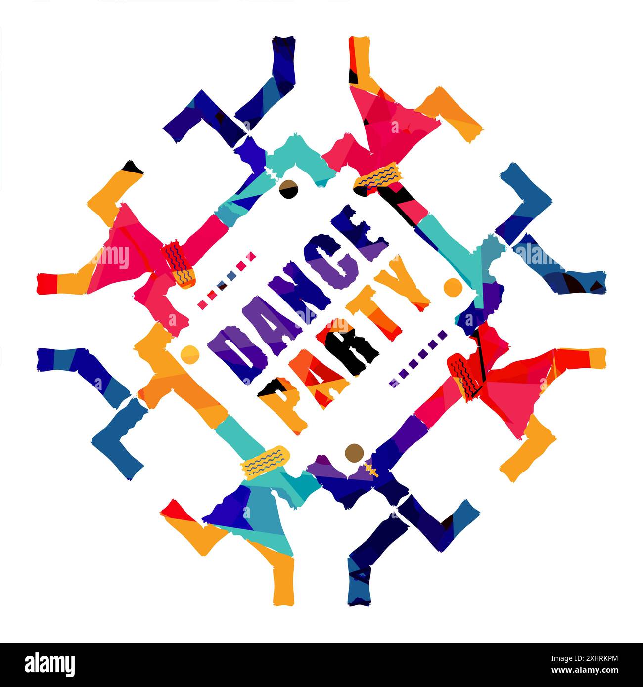 Dancing party,expressive decorative symbol. Inscription DANCE PARTY in ...